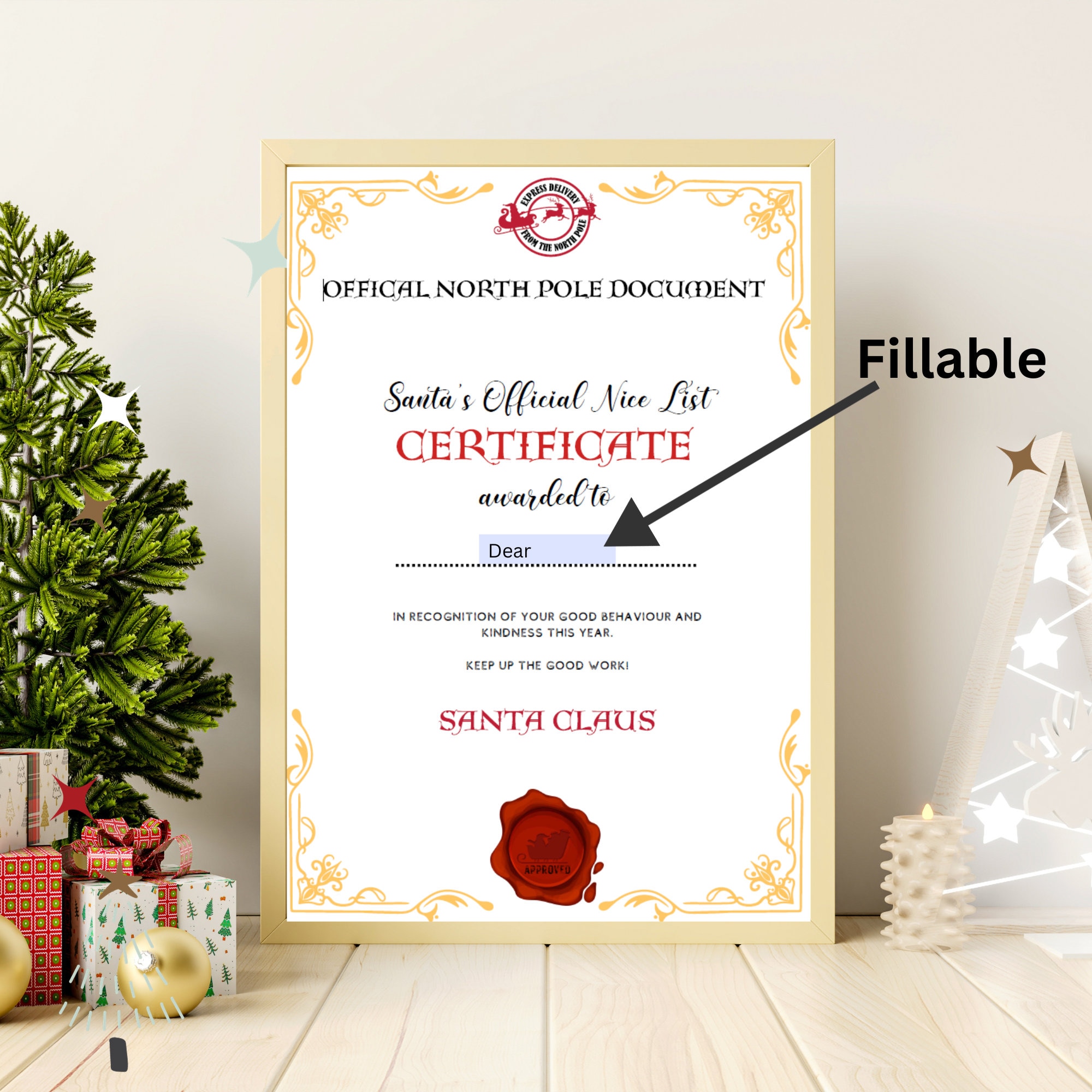 Fillable Letter to Santa & Certificate Printable, Print, Nice List ...