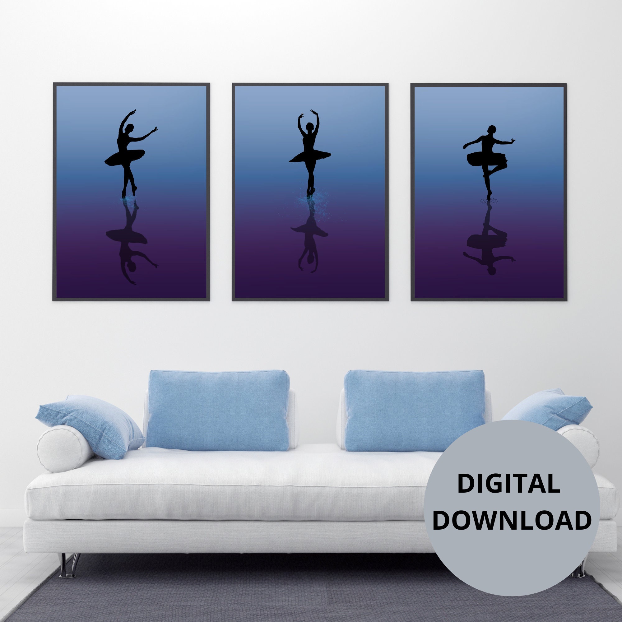 Ballerina Silhouettes, Wall Art, Digital Download, Prints, Wall Set ...