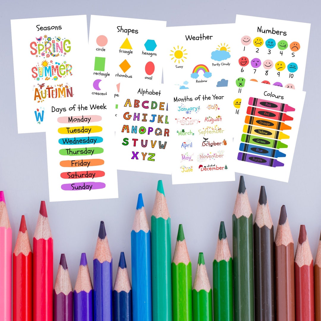 Preschool Learning Print Set: Neutral Nursery Decor (digital Download ...