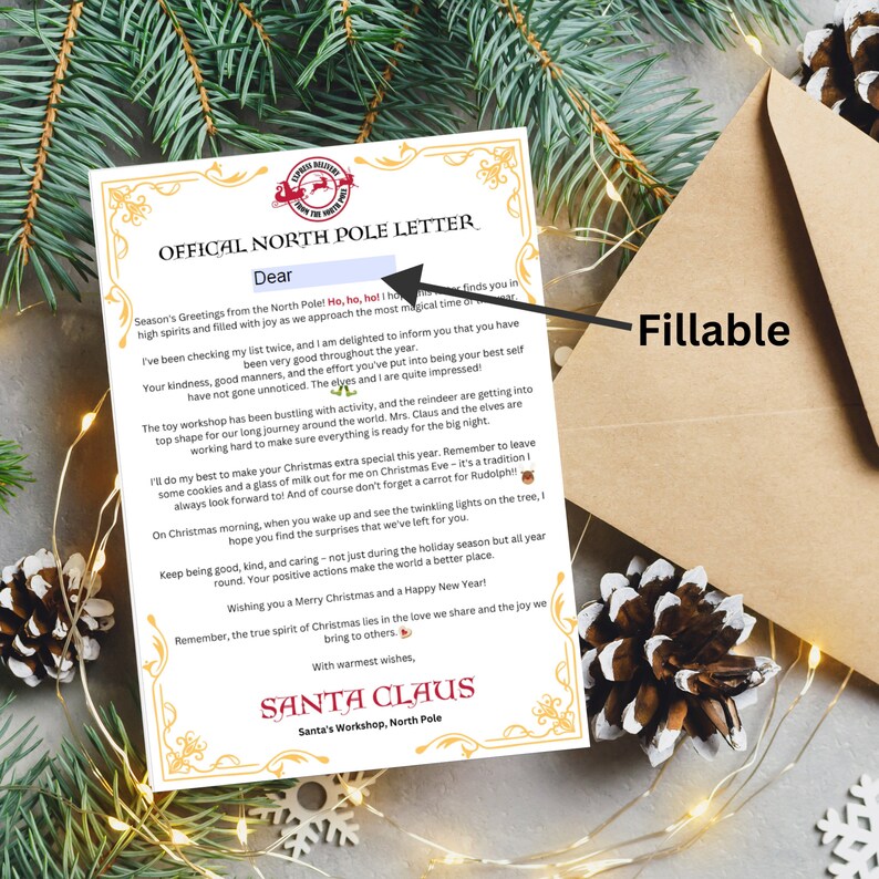 Fillable Letter to Santa & Certificate Printable, Print, Nice List ...