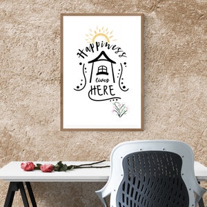 Happiness Lives Here, Wall Art, Digital Download, Prints, Wall Set ...