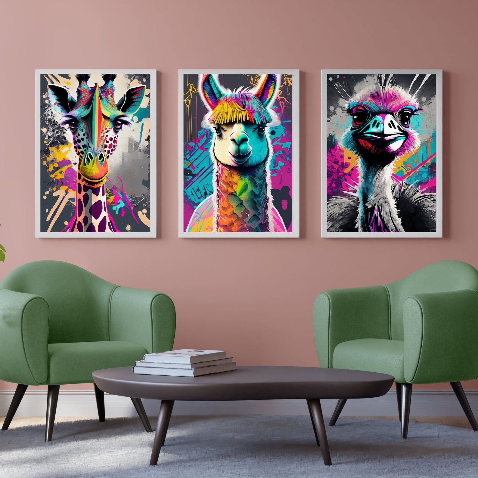 Animal Graffiti, Wall Art, Digital Download, Prints, Wall Set, Decor ...