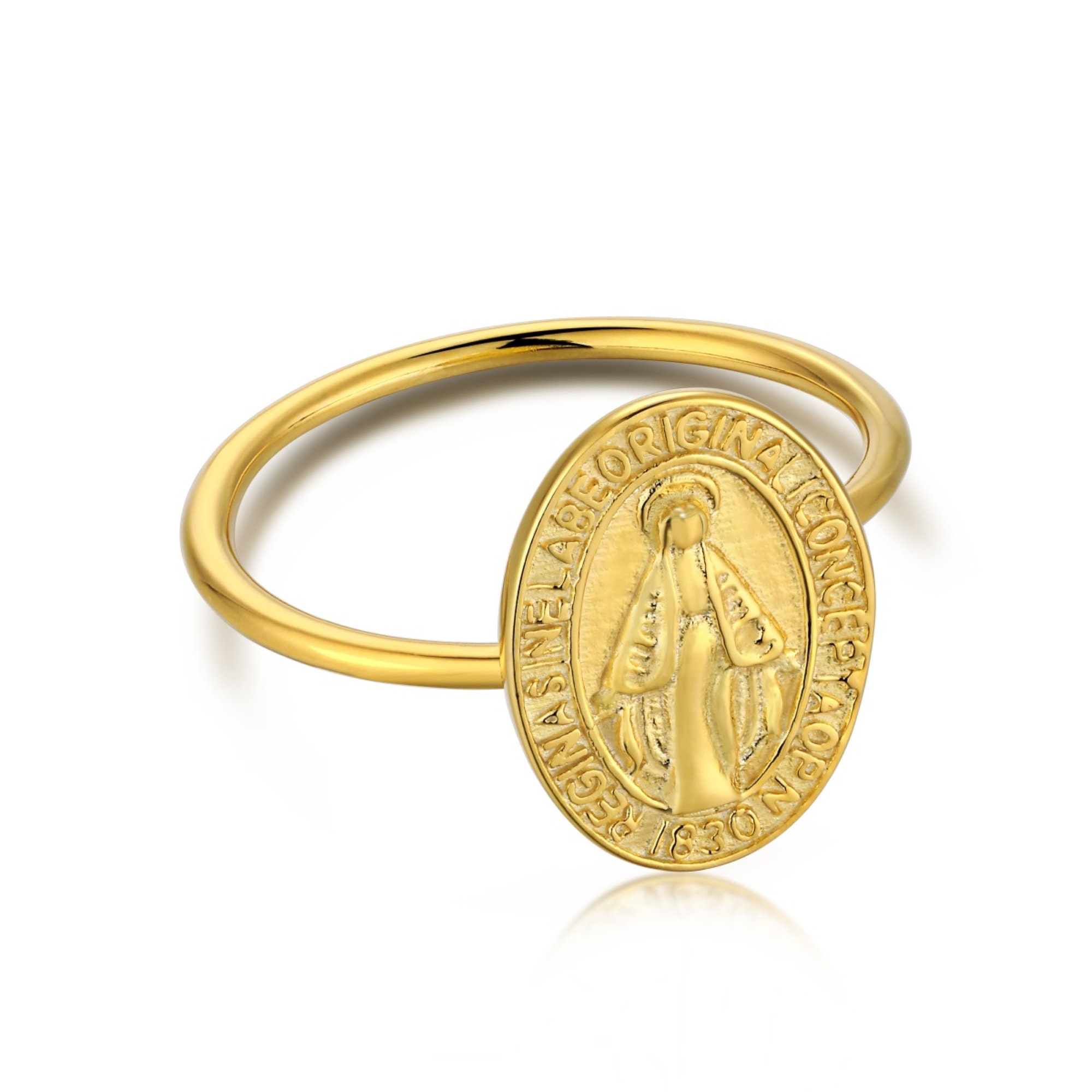 Miraculous Medal Virgin Mary Signet Ring EXCLUSIVE PG86367, 52% OFF