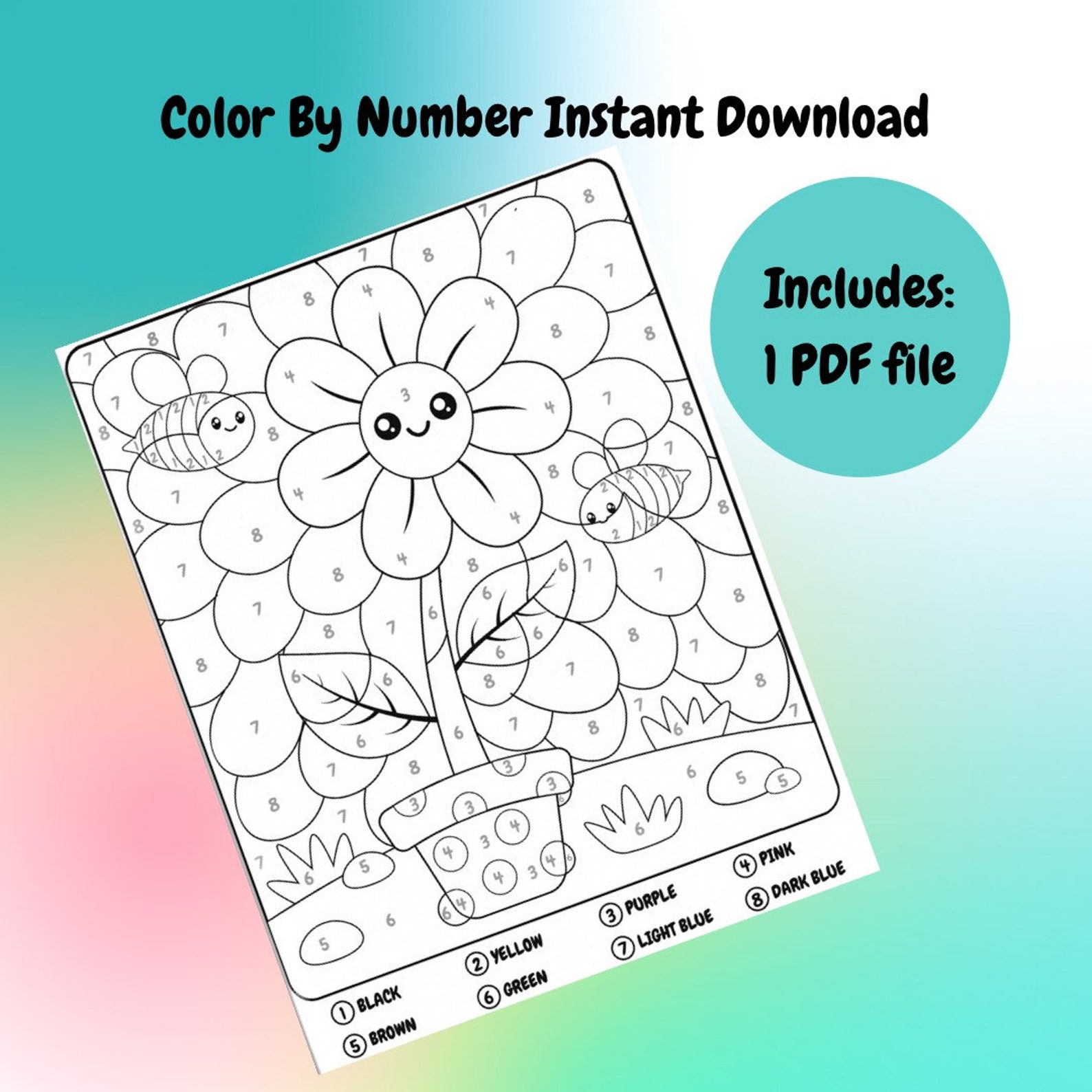 Spring Bee Color by Number Printable | Kids Activities Coloring Book ...