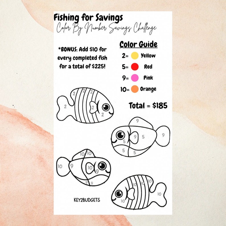Fishing for Savings Color by Number Savings Challenge | Weekly ...