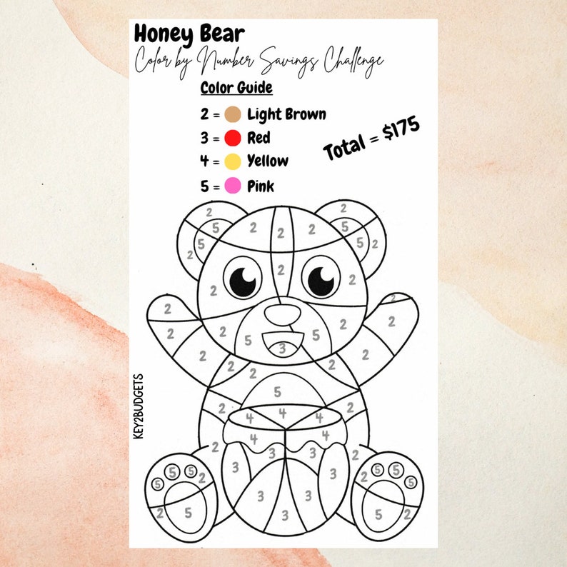 Honey Bear Color by Number Savings Challenge | Low Income, Any Income ...