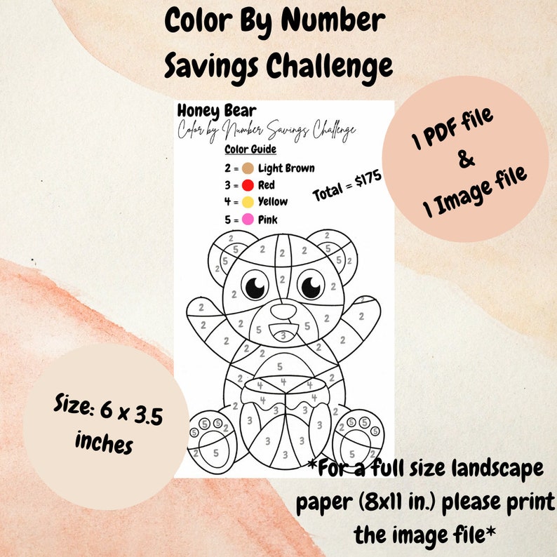 Honey Bear Color by Number Savings Challenge | Low Income, Any Income ...