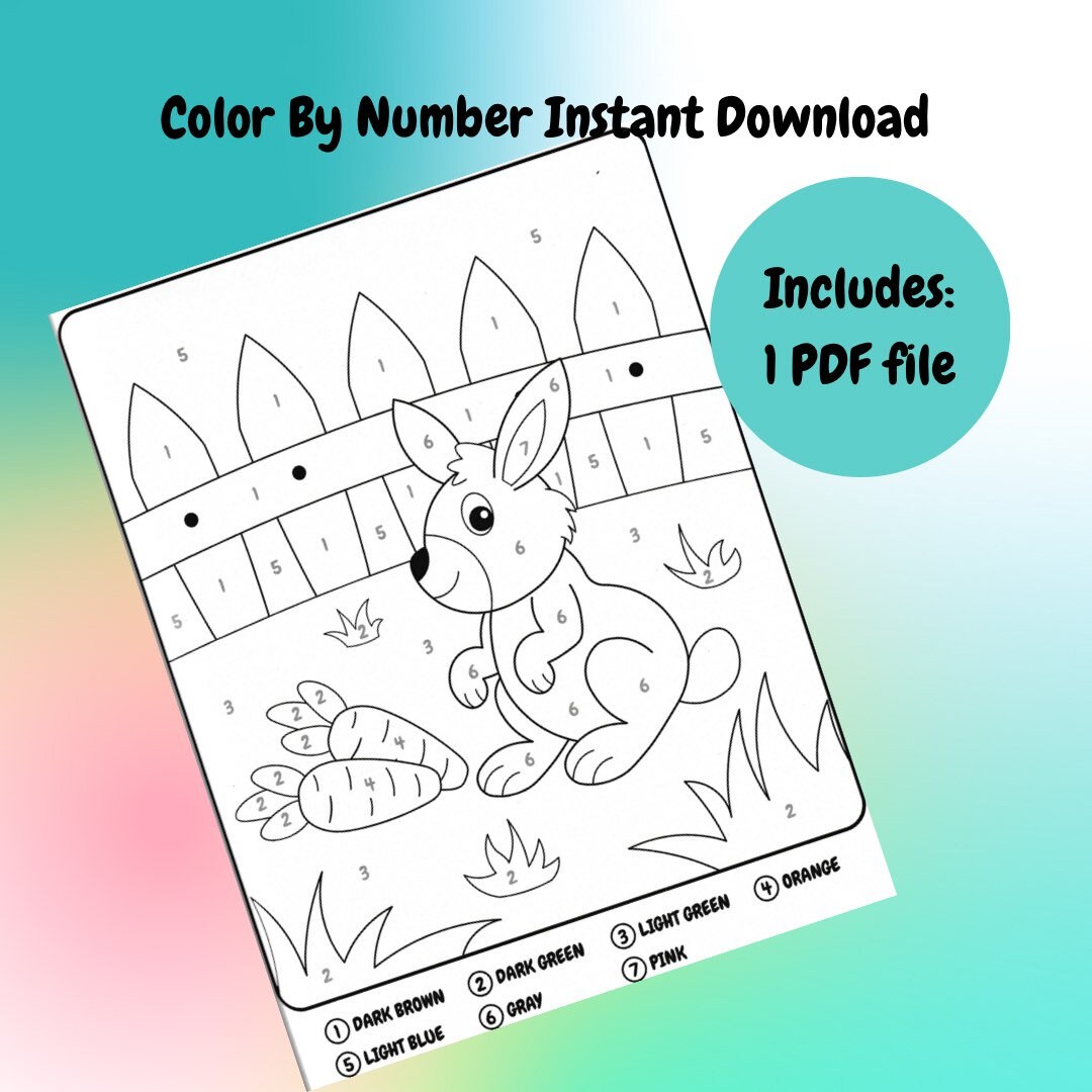Hungry Bunny Spring Easter Color by Number Instant Download Printable ...