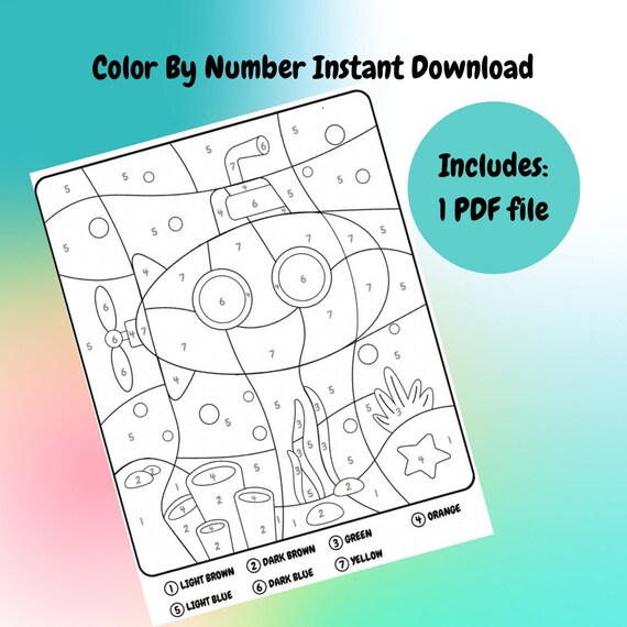 Submarine Under the Sea Color by Number Printable Activities - Etsy