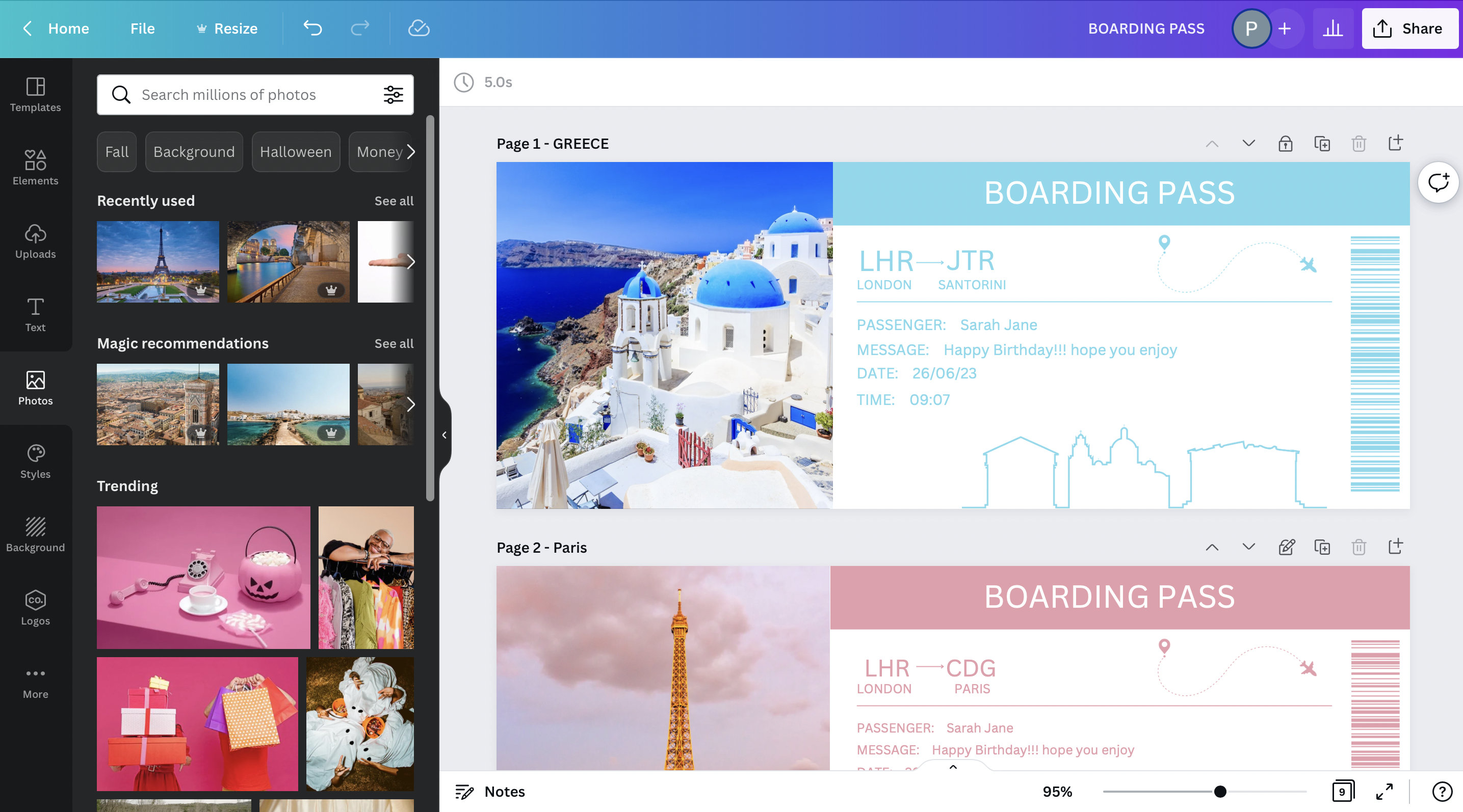 Digital Boarding Pass Template Completly Personlisable - Etsy