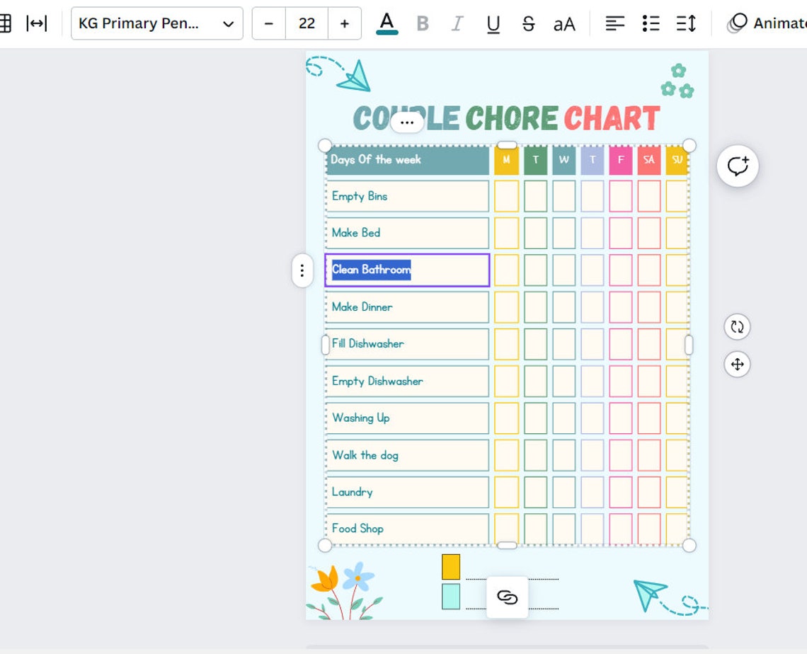 PERSONALISABLE Couples CHORE CHART| Weekly Chart | Couples | Argument ...