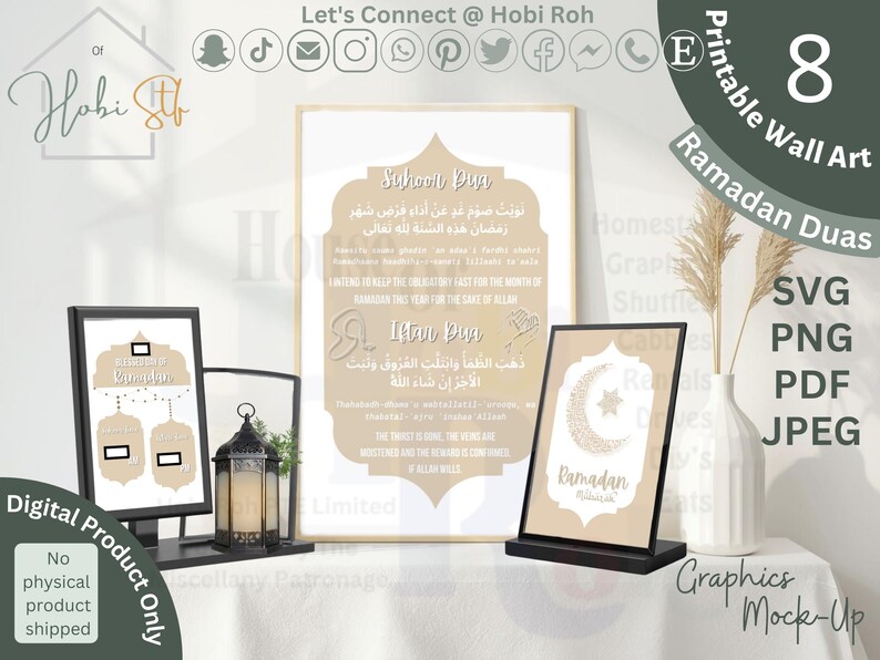 Ramadan Dua Wall Art Print Set, Islamic Home Decor (digital Download ...