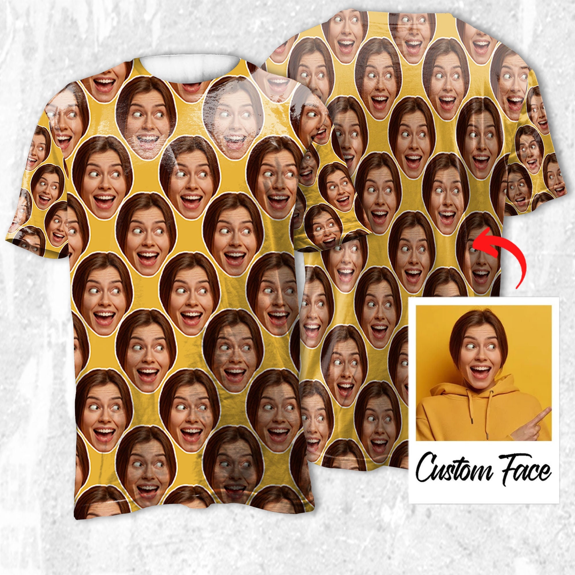 Custom Face T-SHIRT, Face All Over Print Photo Shirt 3D, Funny ...