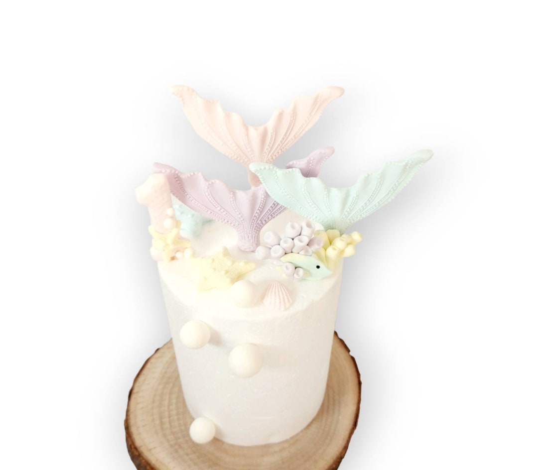 Pastel Mermaid Tails Fondant Cake Topper - Etsy