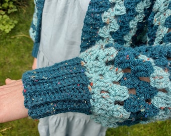 Hexagon Cardigan, Handmade Crochet Sweater, Granny Hexagon Cardigan ...