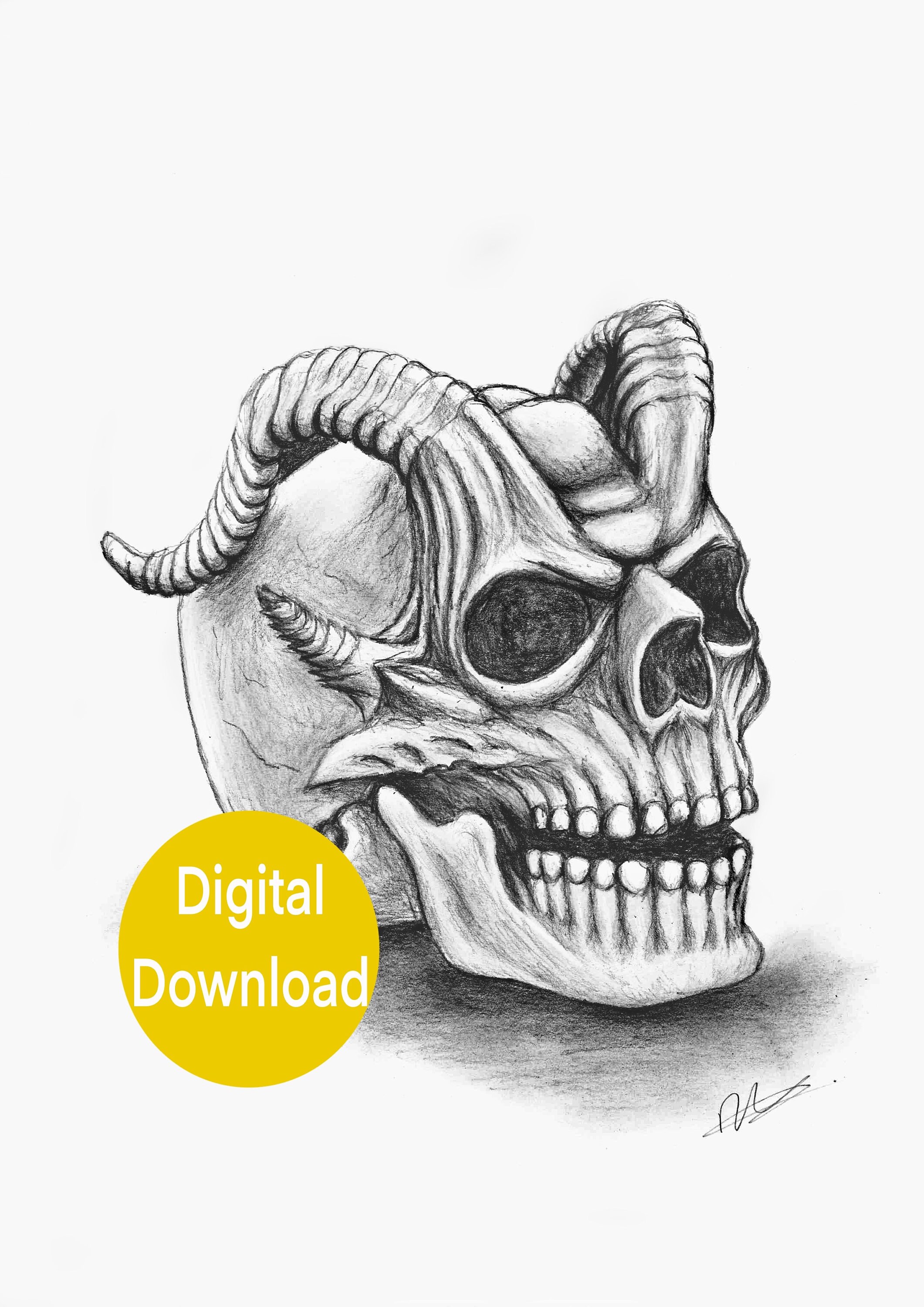 Pencil Drawings Of Demon Skulls