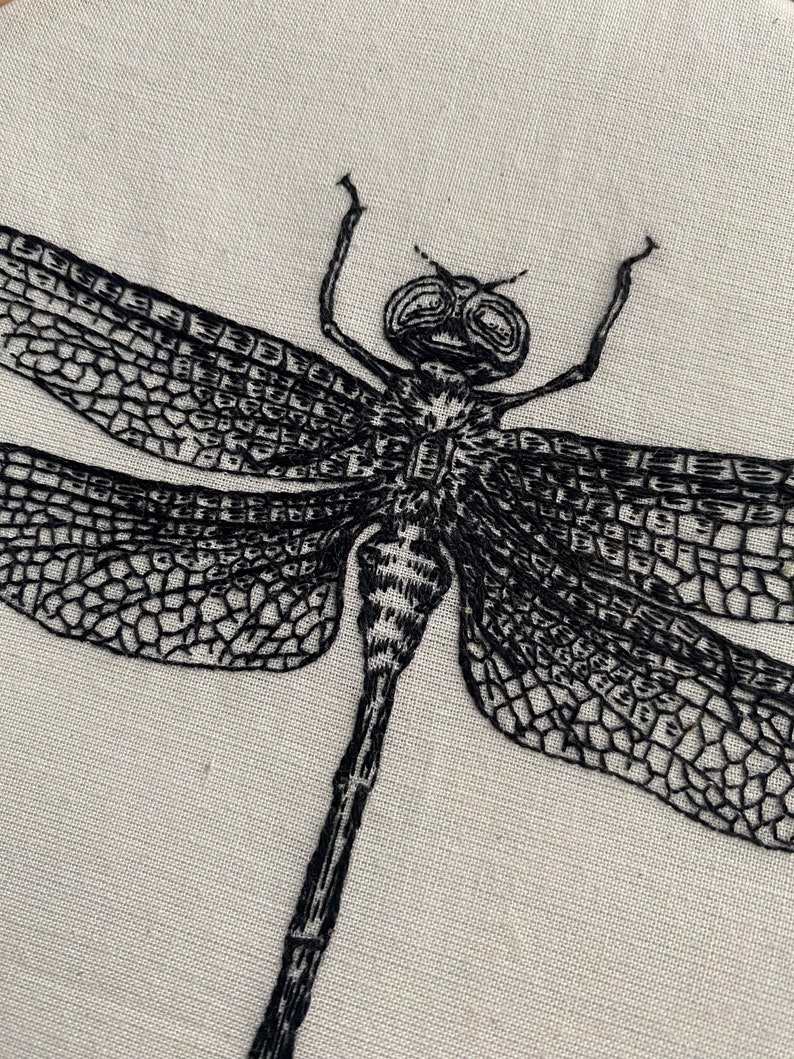 Hand Embroidered Dragonfly Hoop - Etsy