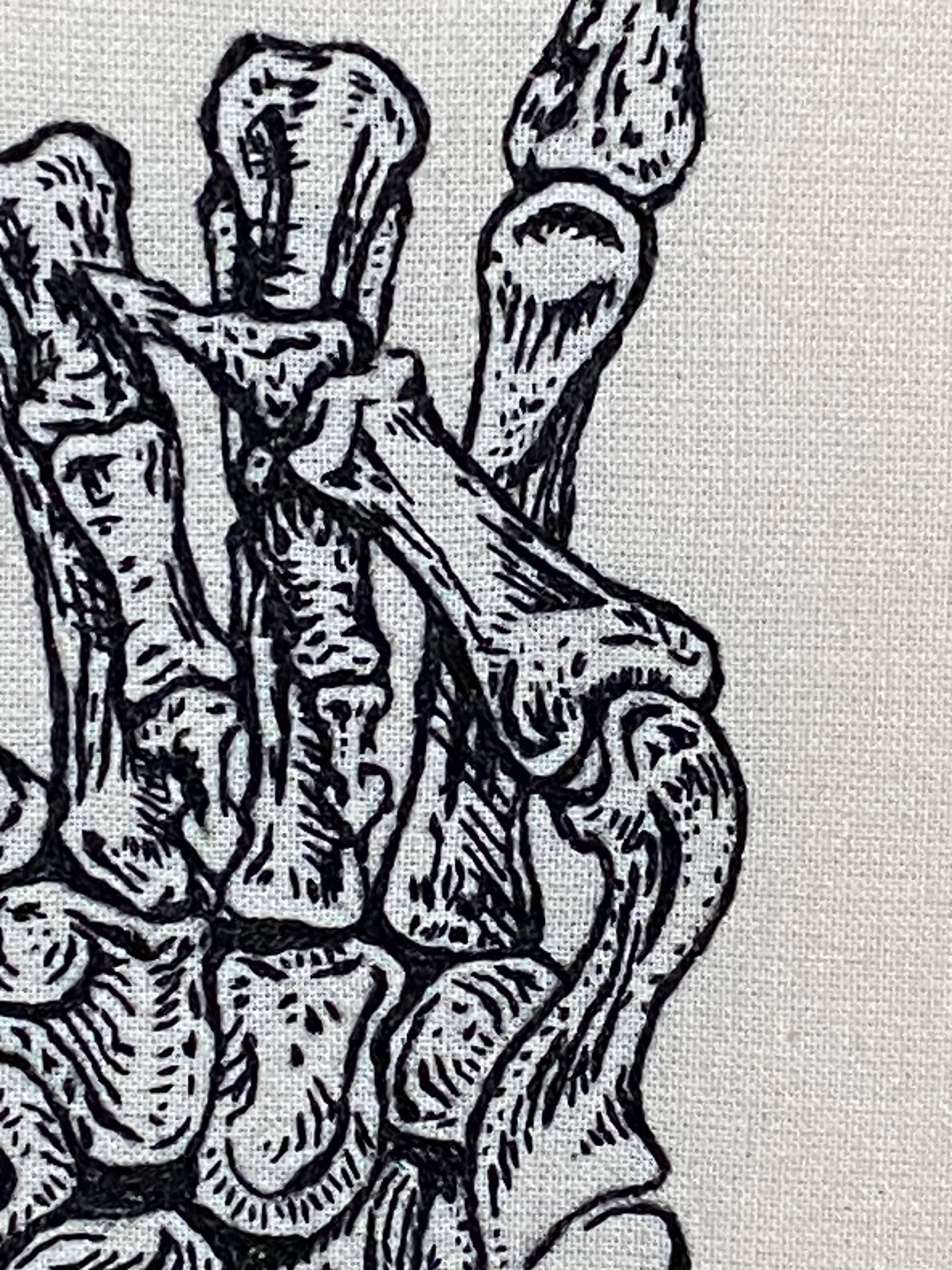 Hand Embroidered Skeleton Hand - Etsy