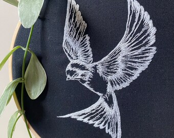 Embroidery Hoop Art Wall Sparrow Home Decor Hand Embroidered Silk Brown ...