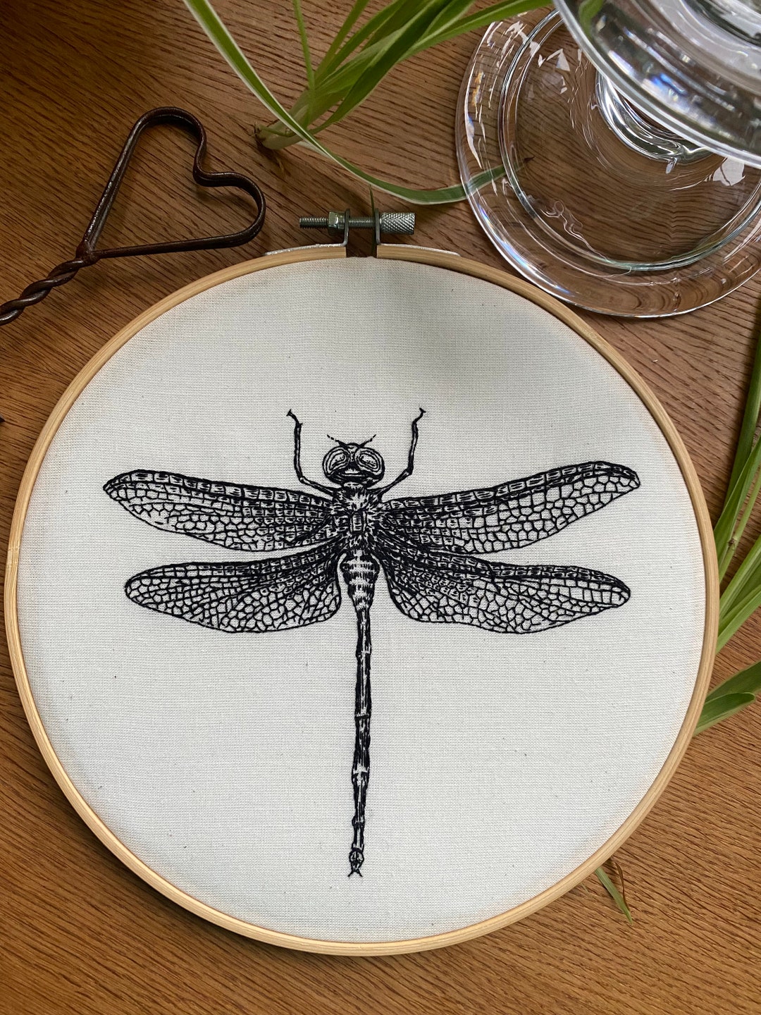 Hand Embroidered Dragonfly Hoop - Etsy