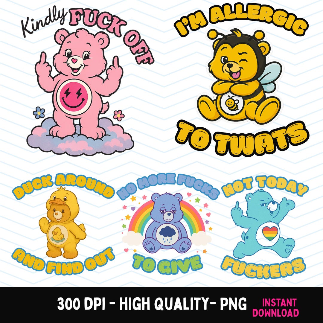 Rude Swear Bear Png With Sublimation UVDTF. DTF and Print Funny, Sweary ...