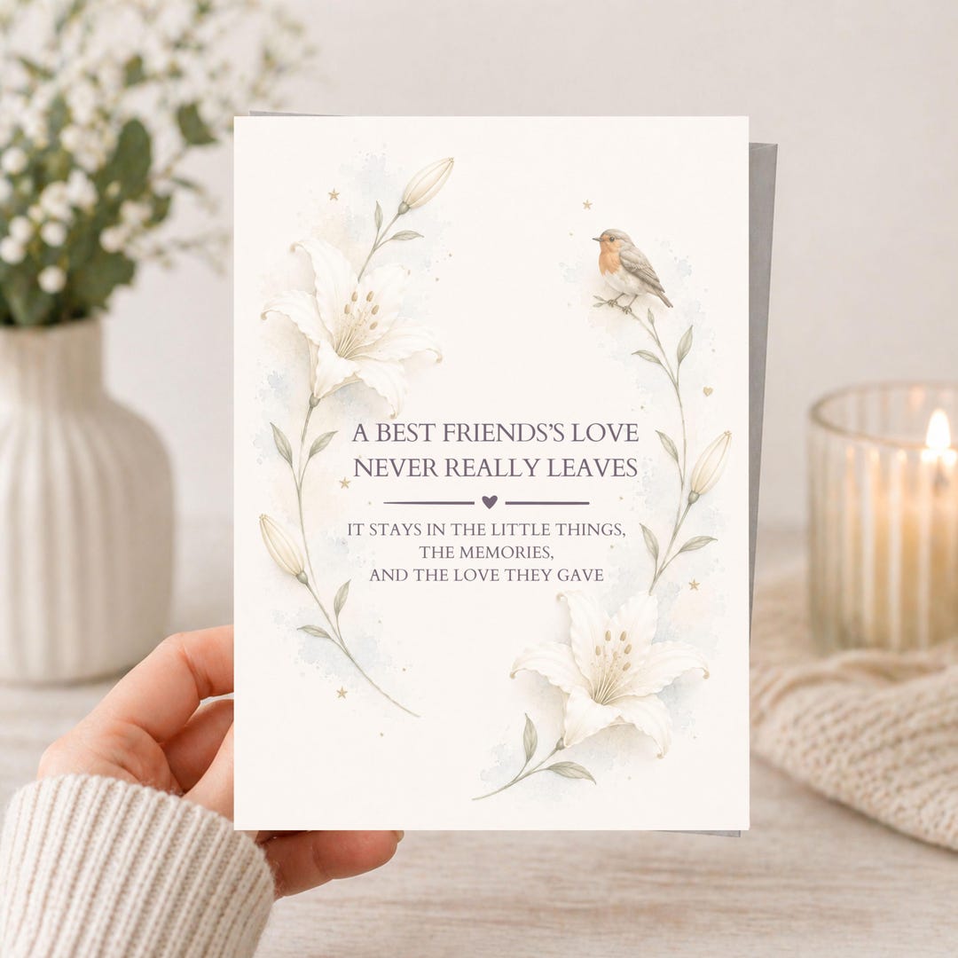 Sympathy Card for Friend, Lily Robin Remembrance Design, Watercolour ...