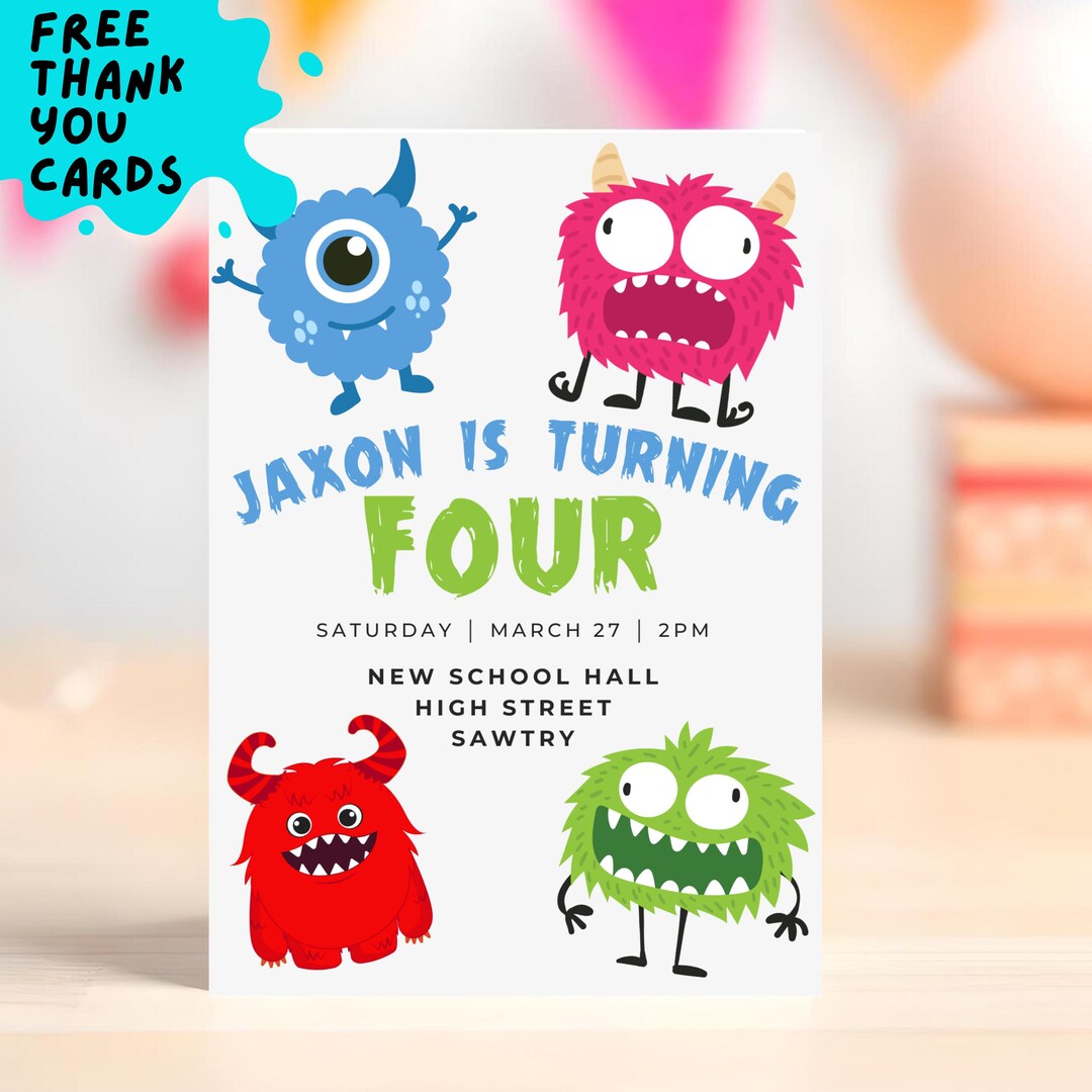 Personalised Monsters Party Invitation | Digital Download | Birthday ...