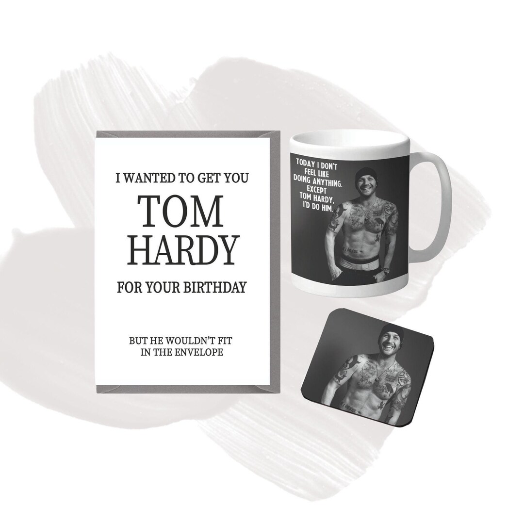 Tom Hardy Gift Set - Card, Mug and Coaster Cute Gift, Celebrity Fan ...