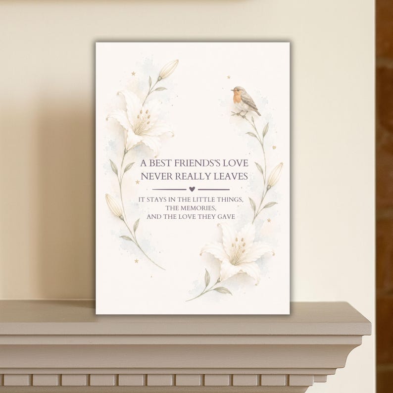 Sympathy Card for Friend, Lily Robin Remembrance Design, Watercolour ...