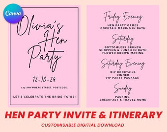 Gold Hen Do Invite, Prosecco Hen Party Invite, Champagne Bridal Shower ...