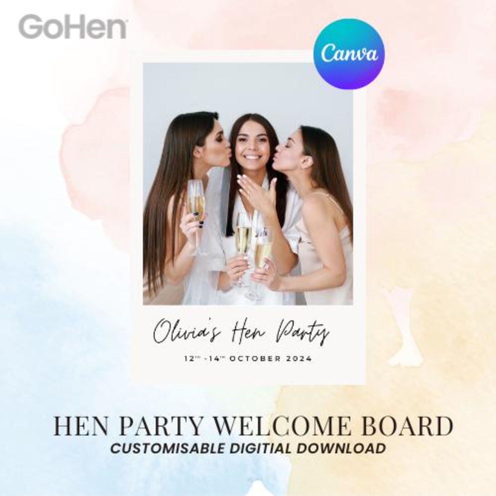 Polaroid Hen Do Welcome Board Template | Printable Hen Party Sign ...