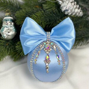 Light Blue Christmas Ornaments, Rhinestonefor Victorian Christmas Tree ...