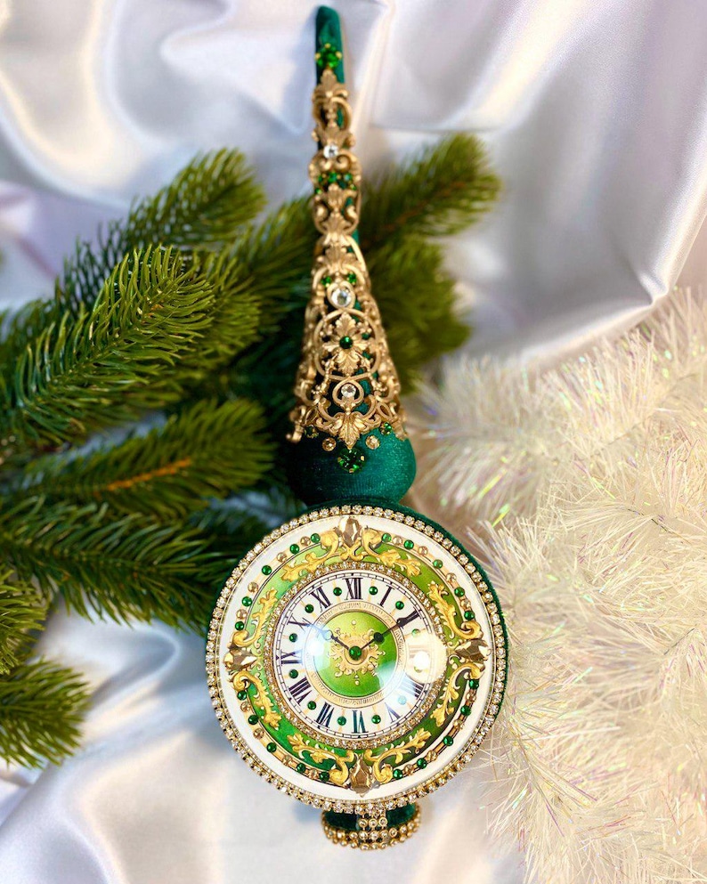 Vintage Clock Face Christmas Tree Topper, Rhinestone Victorian Decor - Etsy