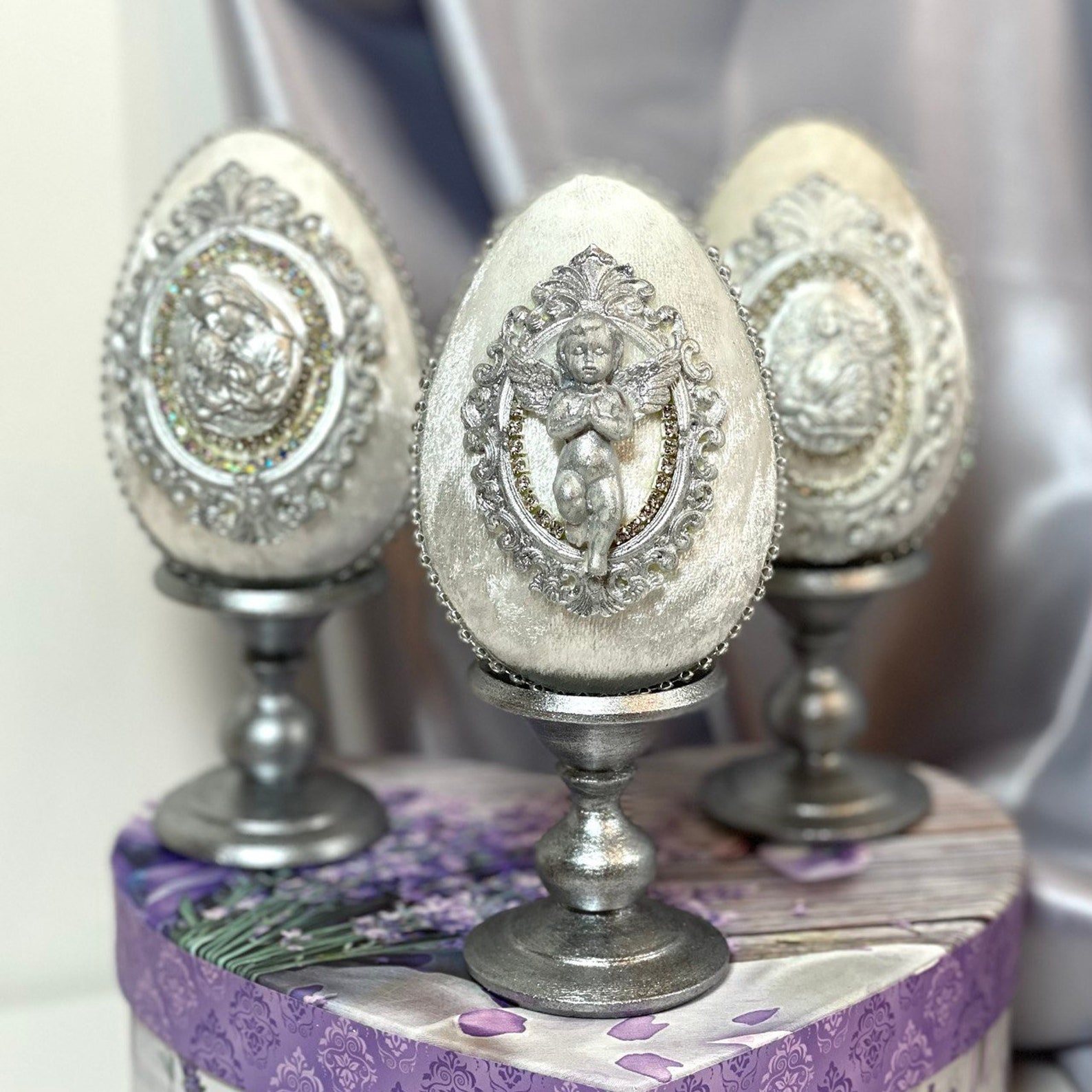 Velvet Easter Eggs Virgin Mary Easter Table Decor Easter Gift. Catholic ...