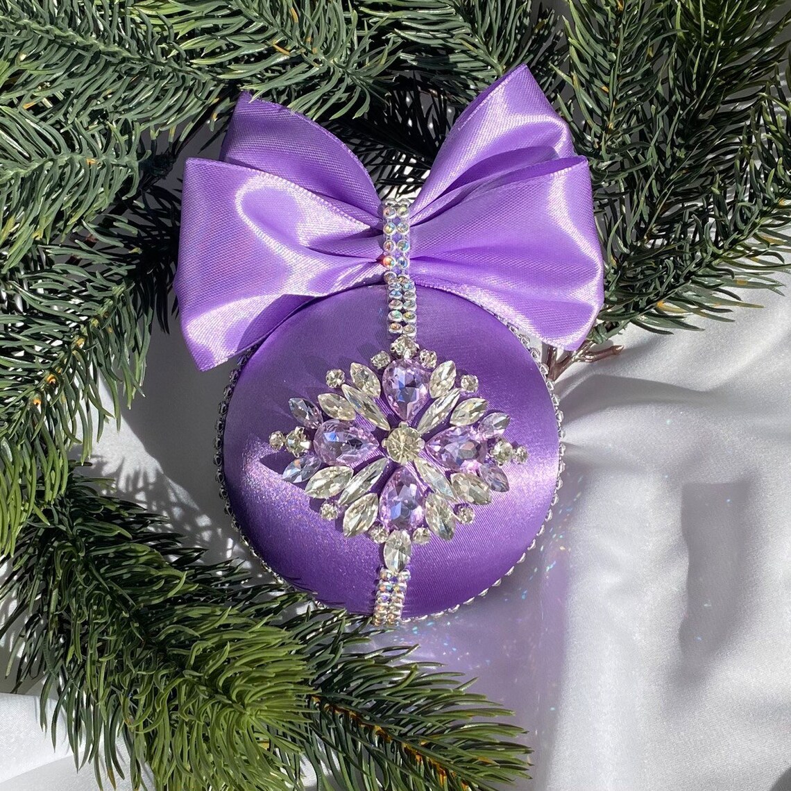Purple Rhinestone Balls Christmas Ornaments Handmade - Etsy