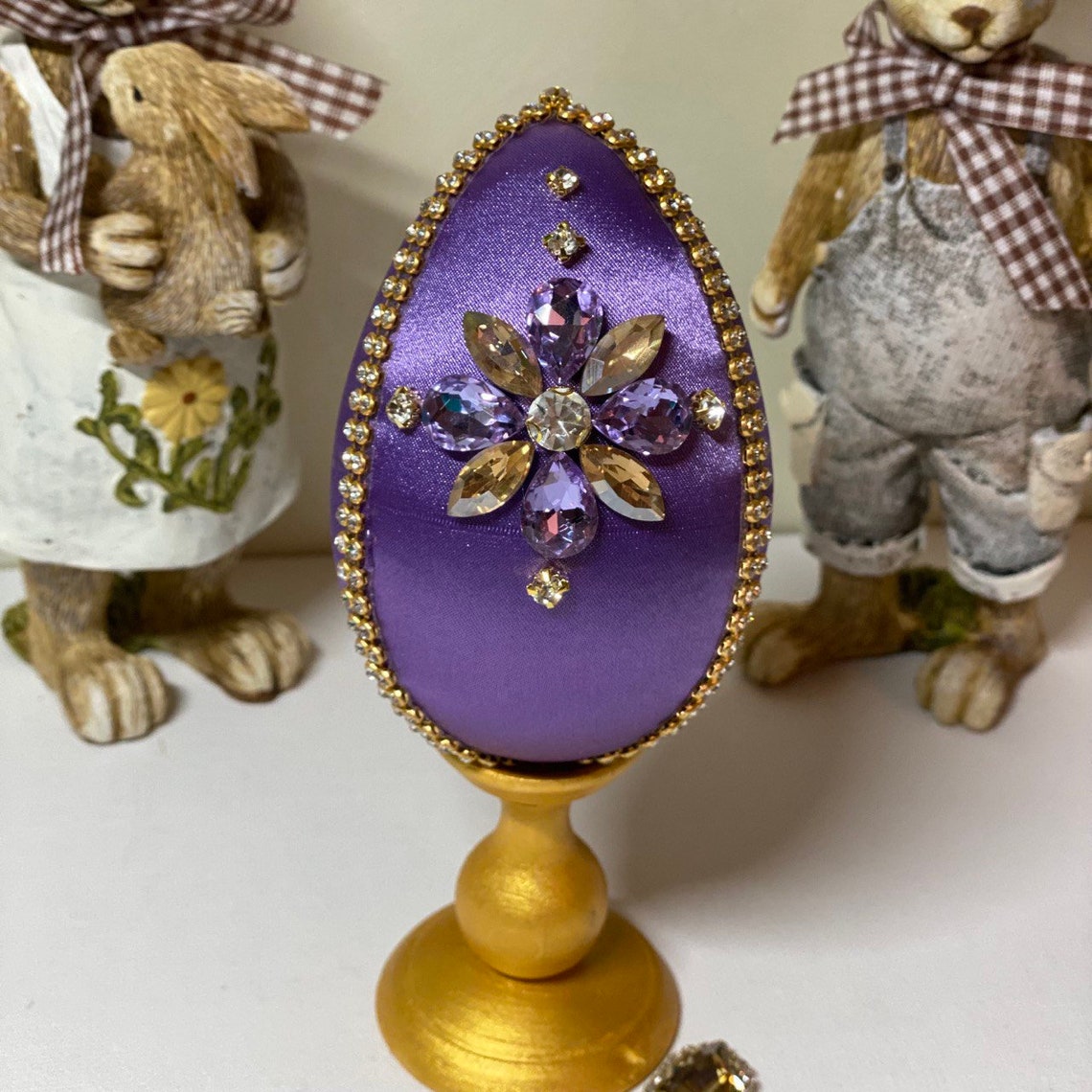 Rhinestone Easter Eggs for Vintage Easter Decor. Antique Egg. Decorative Egg for Easter Gift or ...