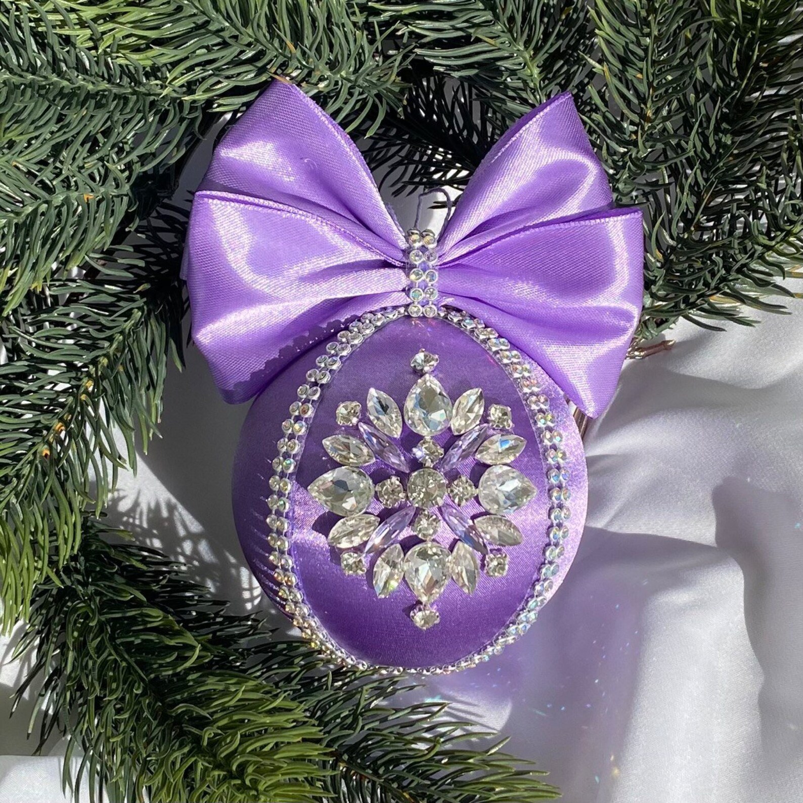Purple Rhinestone Balls Christmas Ornaments Handmade - Etsy