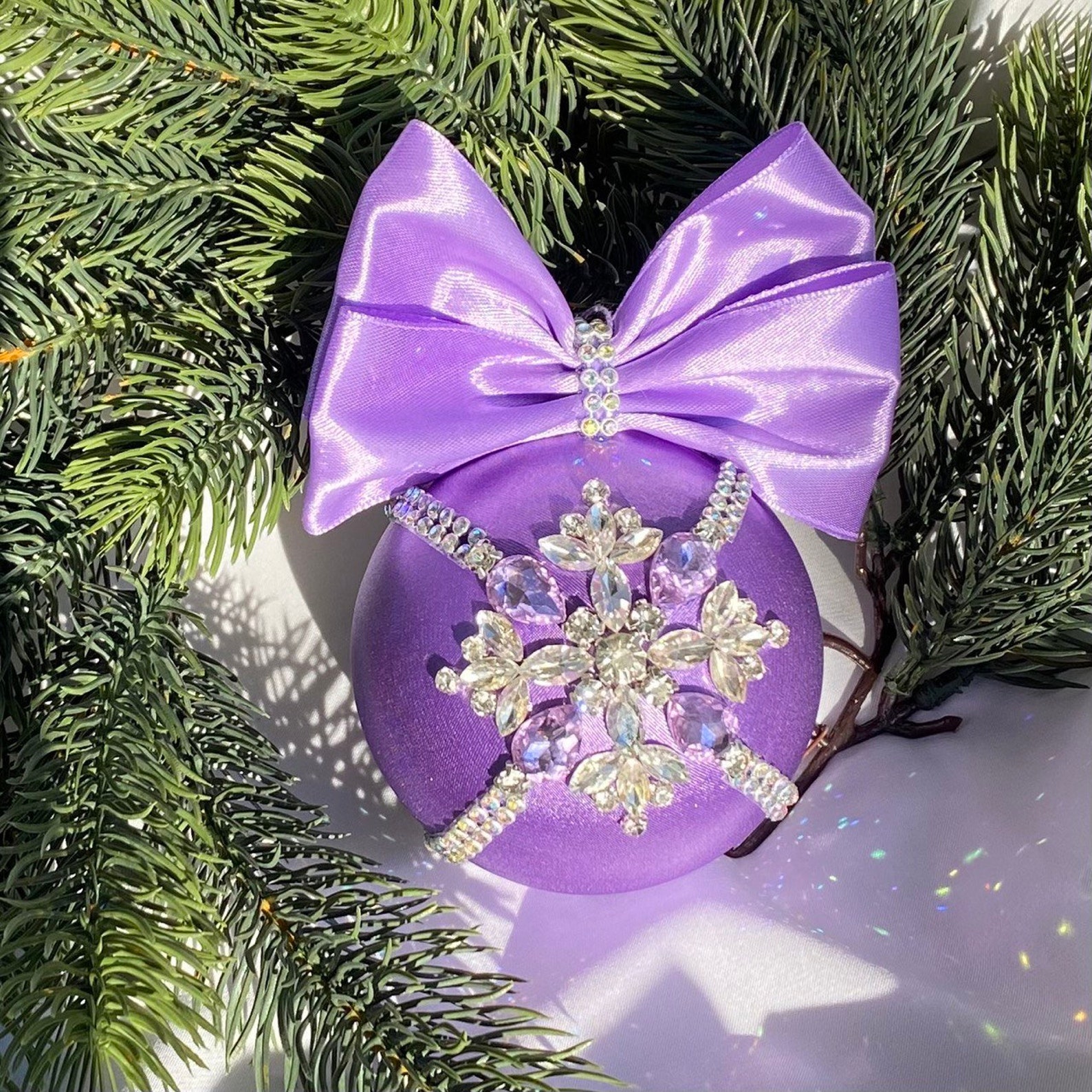 Purple Rhinestone Balls Christmas Ornaments Handmade - Etsy