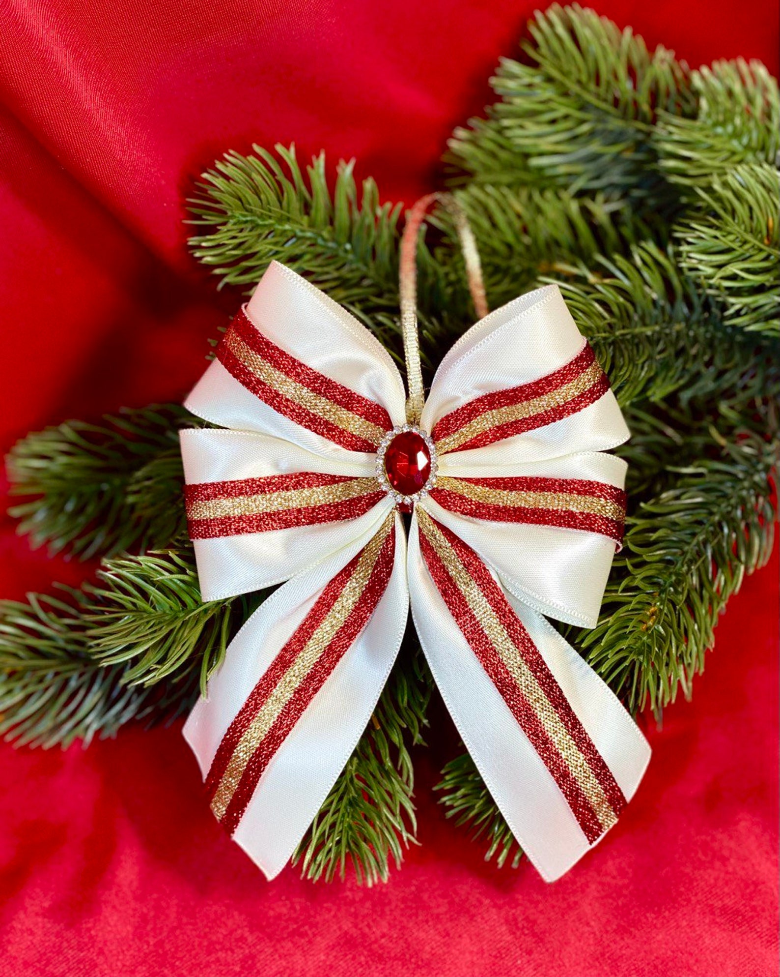 Ivory Red Christmas Tree Bows Sets, Christmas Clearance. Red Xmas Tree ...