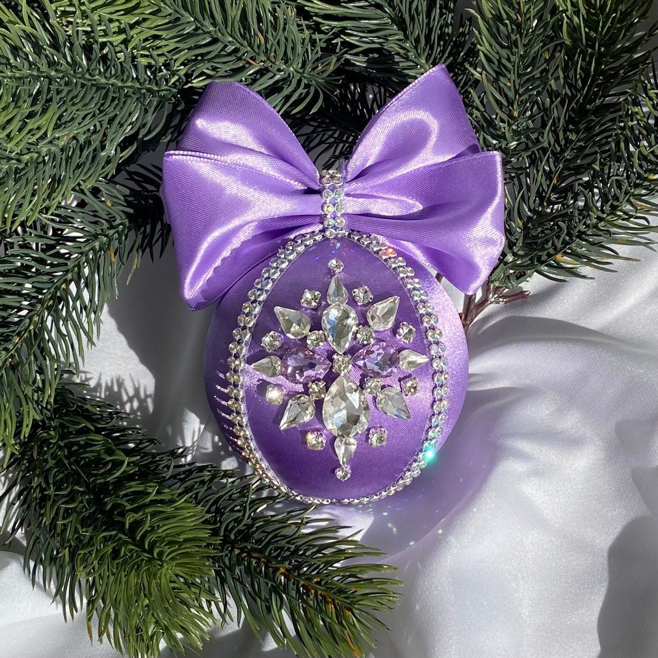 Purple Rhinestone Balls Christmas Ornaments Handmade - Etsy
