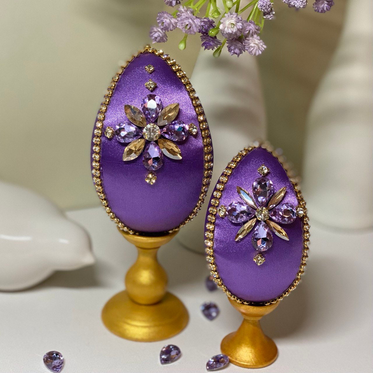 Rhinestone Easter Eggs for Vintage Easter Decor. Antique Egg ...