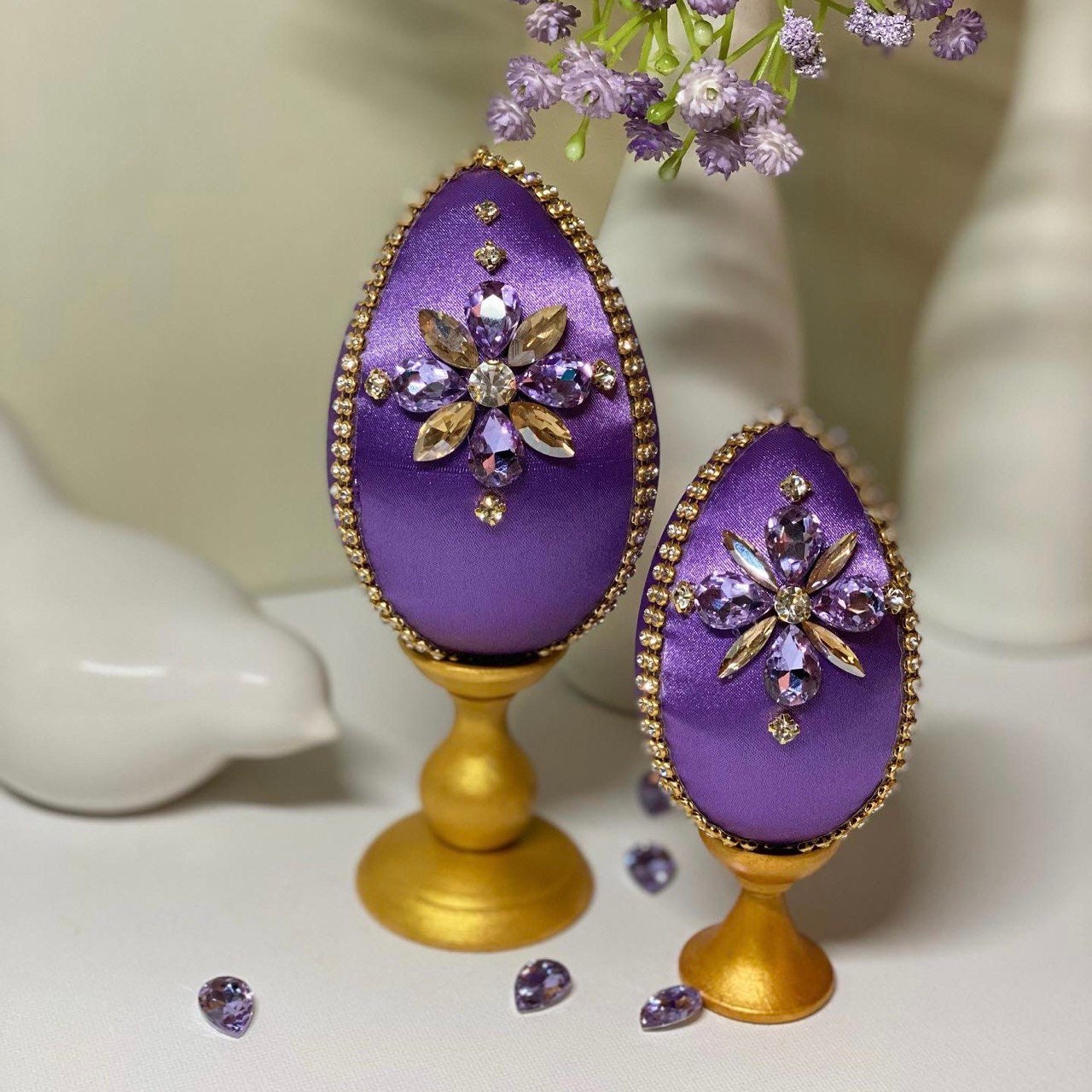 Rhinestone Easter Eggs for Vintage Easter Decor. Antique Egg ...