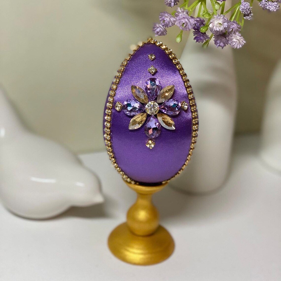 Rhinestone Easter Eggs for Vintage Easter Decor. Antique Egg ...