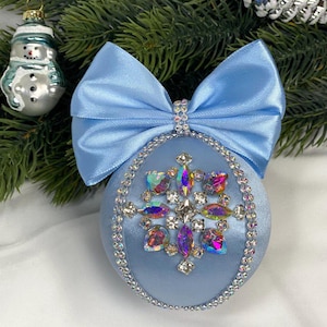 Light Blue Christmas Ornaments, Rhinestonefor Victorian Christmas Tree ...