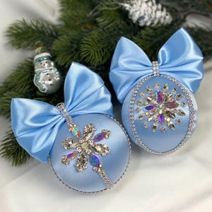 Light Blue Christmas Ornaments, Rhinestonefor Victorian Christmas Tree ...