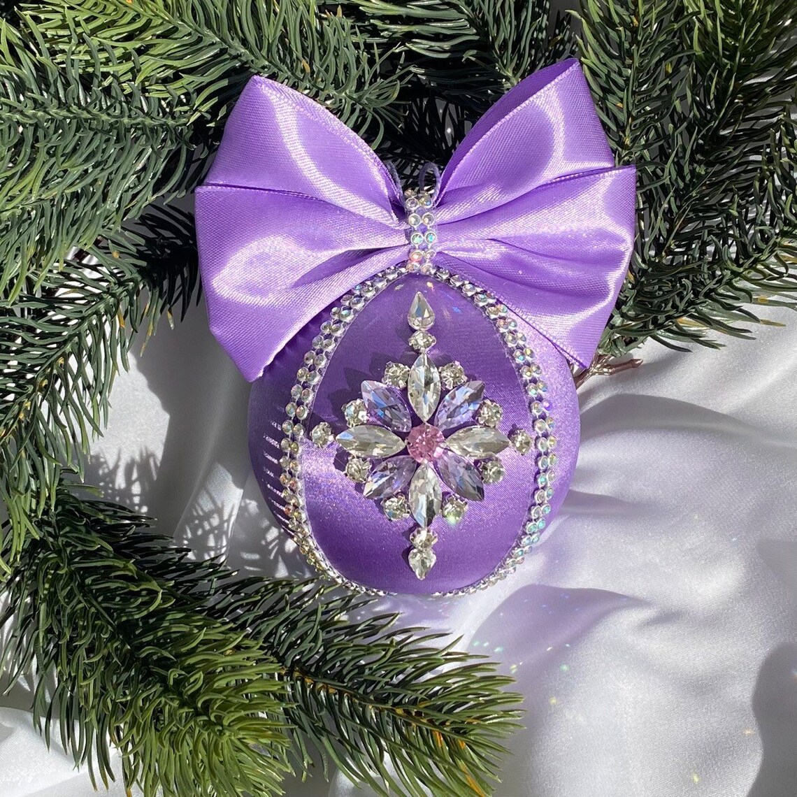 Purple Rhinestone Balls Christmas Ornaments Handmade - Etsy