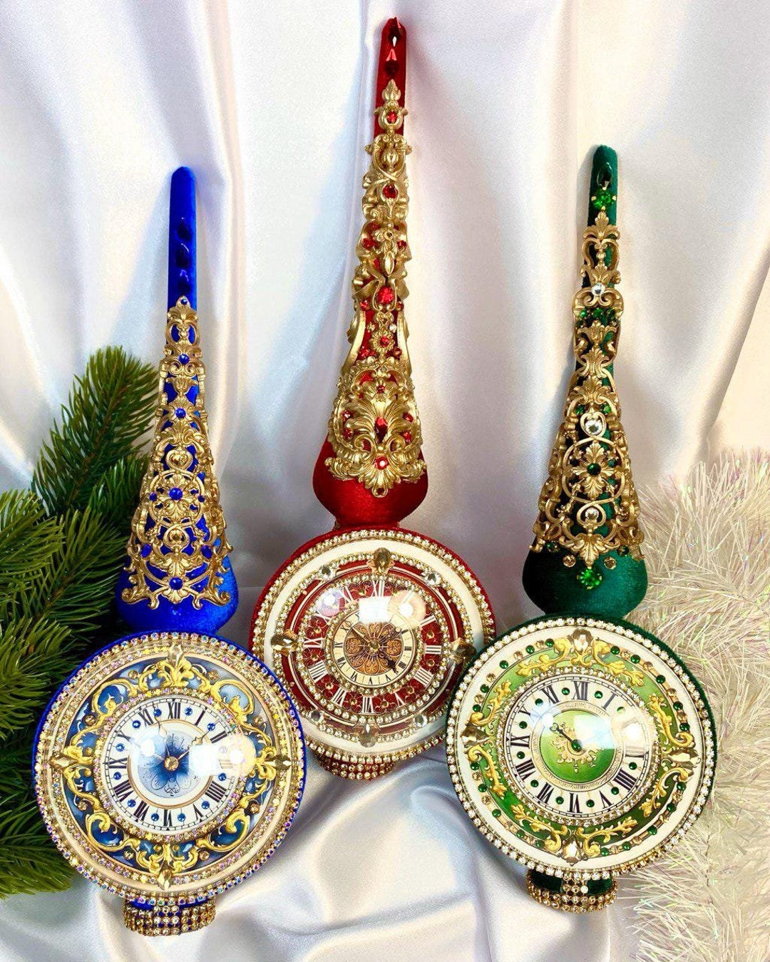 Vintage Clock Face Christmas Tree Topper, Rhinestone Victorian Decor - Etsy