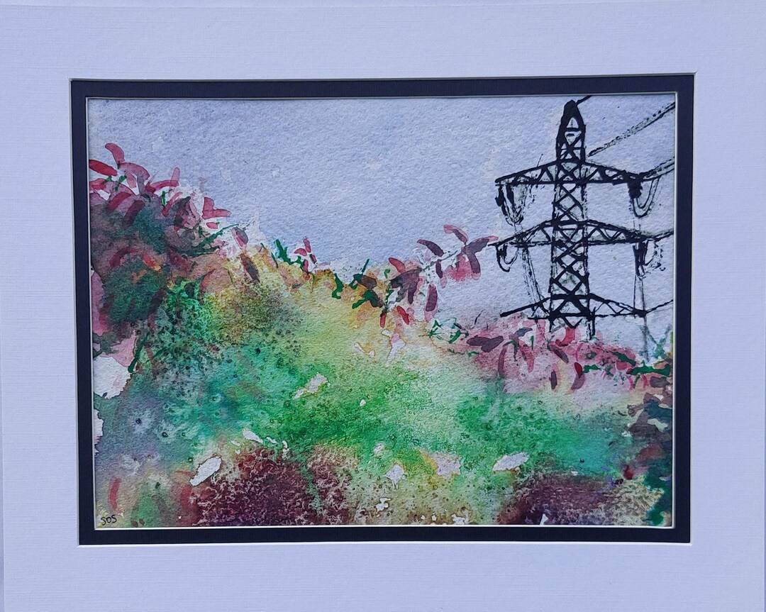 Pylon and Buddleia, Tottenham Marshes. Original Watercolour and Ink - Etsy