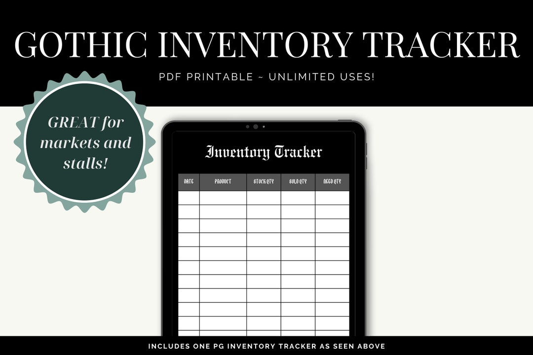 Gothic Small Business Inventory Tracker Printable ~ Markets ~ Stalls ...