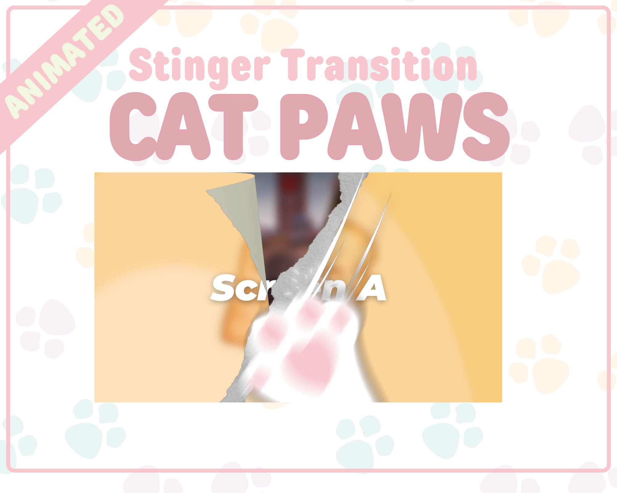 Cat Paws Stinger Transition | Cute Kitty OBS Animated Stream Transition ...